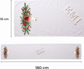 Damaškový ubrus Winter Cranberry 35x180 cm EMI