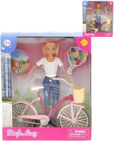 DEFA Panenka Lucy / 29 cm / set s jízdním kolem / šedé nebo bílé triko