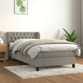 vidaXL Box spring postel s matrací 90x200 cm samet [3127650] Barva: světle šedá
