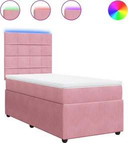 Box spring postel s matrací růžová 80 x 200 cm samet 3292195