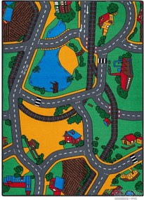 Breno Kusový koberec RAILROADS 95 - zelená silnice, 95x133 cm, Vícebarevné