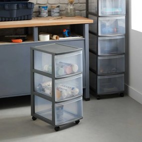 SUNDIS Úložný box se 3 zásuvkami, antracit, OFFICEMIX - MAXI