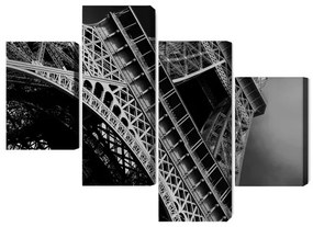 Vícedílný obraz Černobílý Pohled Zespodu Na Eiffelovu Věž Nedostatek Nedostatek Plátno Canvas 160x100