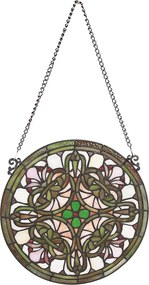Skleněný kulatý závěsný Tiffany panel - Ø 30*1 cm