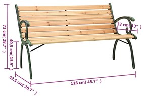 Zahradní Lavice 116 Cm Litina A Masivní Jedlové Dřevo