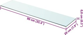 Policové desky 2 ks sklo čiré 90 x 20 cm 3051579