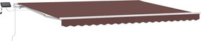 Ručně zatahovací markýza s LED světly hnědá 450 x 300 cm 3215381