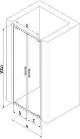 Mexen Exo, dvojité výklopné sprchové dveře, 120 cm, transparentní sklo, zlatá, 8182-120-000-50-00