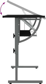 Řemeslný stůl černý a šedý 110x53x(58–87) cm kompozit a ocel 340929