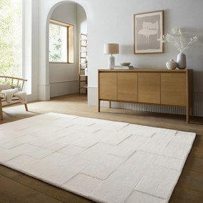 Slonovinový ručně tkaný vlněný koberec 200x290 cm Checkerboard – Flair Rugs