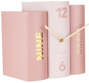 KARLSSON Stolní hodiny Book – růžové 20 × 15 × 20 cm