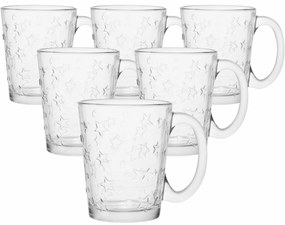 Altom Sada 6 skleněných hrnků Star 300 ml