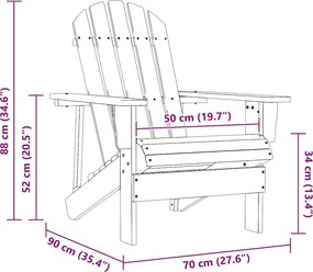Zahradní židle Adirondack masivní jedlové dřevo modrá 315875
