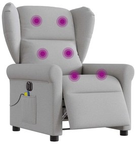 Elektrické masážní polohovací křeslo obláčkově šedé textil 3303373