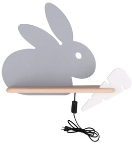 LED Dětské nástěnné svítidlo s poličkou RABBIT LED/4W/230V šedá/bílá/dřevo