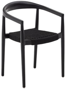 OnaDnes -20% Černá teaková zahradní židle Kave Home Ydalia s pleteným sedákem