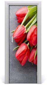 Fototapeta samolepící Červené tulipány 85x205 cm