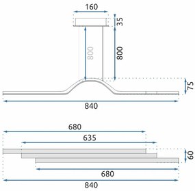 Toolight Závěsné LED stropní svítidlo + dálkový ovladač APP807-CP