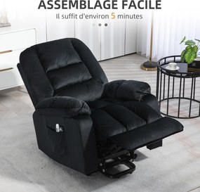 HOMCOM elektrické křeslo pro vstávání elektrické relaxační křeslo 8 bodů vibrační masáže 85 x 94 x 107 cm černá