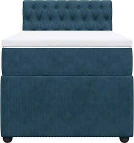 Box spring postel s matrací modrá 80 x 200 cm samet 3289900
