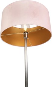 Stojací lampa ocelová s růžovým stínítkem 50 cm - Simplo