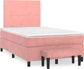 Box spring postel s matrací růžová 120 x 200 cm samet 3137718