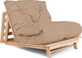 Marior Home Rozkládací futonové křeslo / pohovka Layti - 90 cm / Béžová / Surový buk