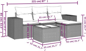 5dílná zahradní sedací souprava s poduškami béžová polyratan 3254815
