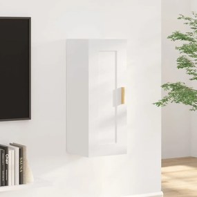 Nástěnná skříňka lesklá bílá 35 x 34 x 90 cm kompozitní dřevo - Default Title