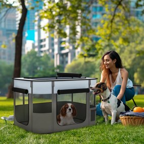 PawHut Okenní Tkanina Park pro Psy, Park pro Štěňata, Venku uzavřený prostor pro zvířata s úložnými kapsami, Skládací uzavření pro psy a štěňata, 84 …