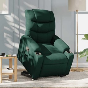 Zvedací polohovací křeslo tmavě zelené textil 3206651