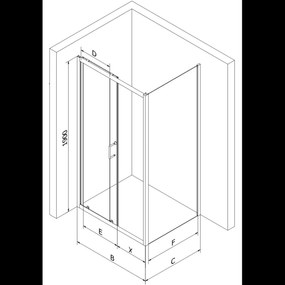 Mexen Apia rozsouvací sprchový kout 100 x 90 cm, Pruhy, Chromovaná - 840-100-090-01-20