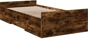 Rám postele se zásuvkami kouřový dub 75x190 cm kompozitní dřevo 3280353