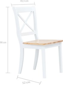 Jídelní židle - 2ks - bílo-hnědé - masivní kaučukovník