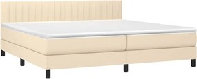 Box spring postel s matrací a LED krémová 200x200 cm textil 3133346