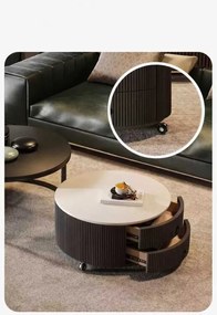 LuxuryForm DESIGN Konferenční stolek ROYAL 80 / 60 cm – mramorový dekor černý/bílý (set 2 ks)