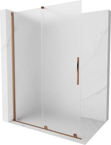 Mexen Velar, sprchová zástěna s posuvnými dveřmi Walk-in 130 x 200 cm, 8mm sklo námraza, růžové zlato, 871-130-000-33-60
