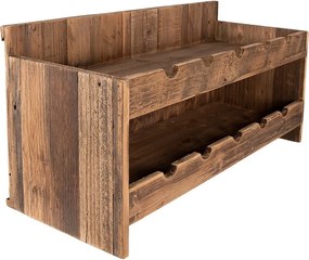 Hnědý antik dřevěný stojan na víno - 65*28*33 cm