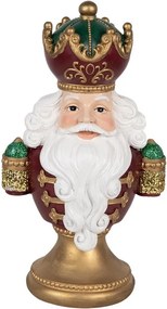 Červeno-zlatá vánoční dekorace busta Santa Claus - 15*10*26 cm