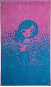 SCANquilt plážová osuška VELUR mořská víla tyrkysovorůžová 70 x 125 cm