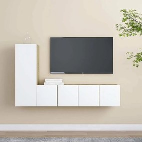 vidaXL 3dílný set TV skříněk dřevotříska [3078778] Barva: bílá s vysokým leskem