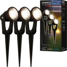 BRI 3919035 CONNECT TO SHINE prodlužovací sada Lilis sada 3ks LED zahradních bodových svítidel, IP65 - BRILONER