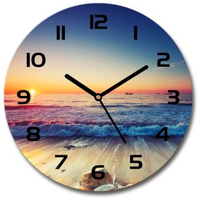 Wallmuralia Skleněné hodiny kulaté Východ slunce moře fi 30 cm