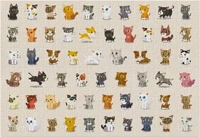 INTERDRUK Puzzle se samolepkami Kočky / 250 dílků / rozměr 48 × 33 cm