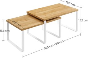 Set dvou stohovatelných poliček bambusové AUK-E1002 WT (2 ks)