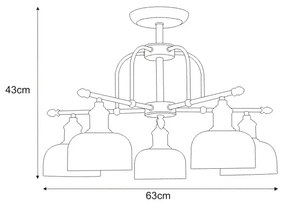 Stropní svítidlo K-JSL-1208/5 z řady DORO