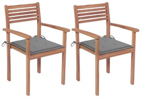 Zahradní židle 2 ks šedé podušky masivní teak,  3062263