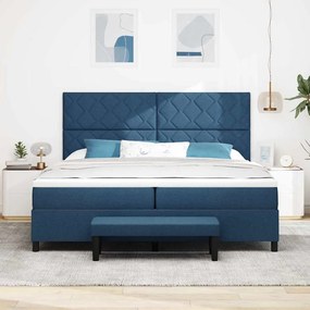 Postel s boxspringem s matrací s čelo Modrá 200 x 200 cm textil 3344176