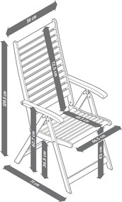 Tchibo - Vysoké teakové křeslo s nastavitelným opěradlem - barva: hnědá