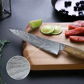 KnifeBoss kuchařský damaškový nůž Chef 8" (205 mm) Olive AUS10V